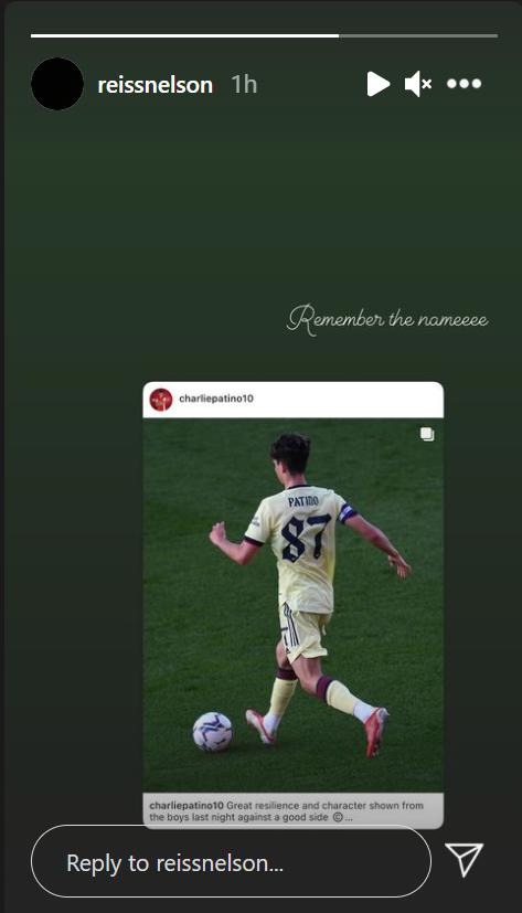 Nelson sends a three-word message to Arsenal fans about Charlie Patino